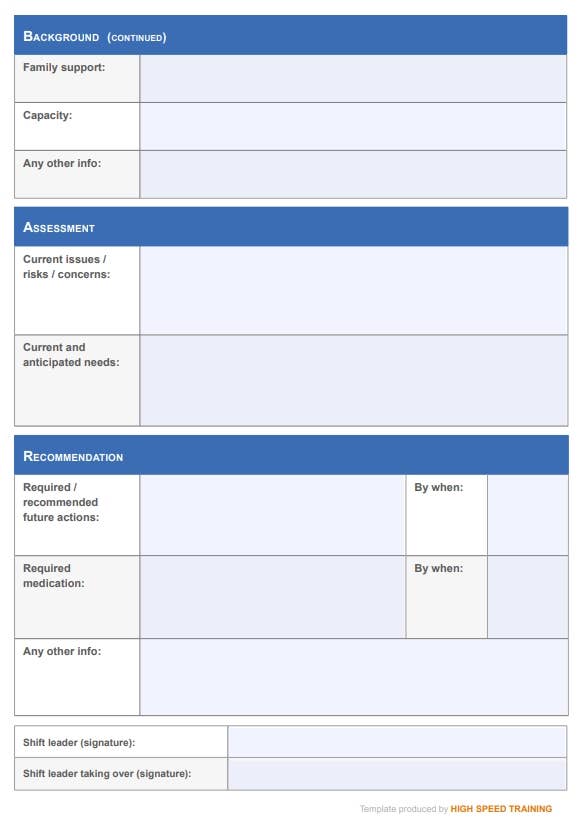 Nursing Handover Template Nursing Handover Template