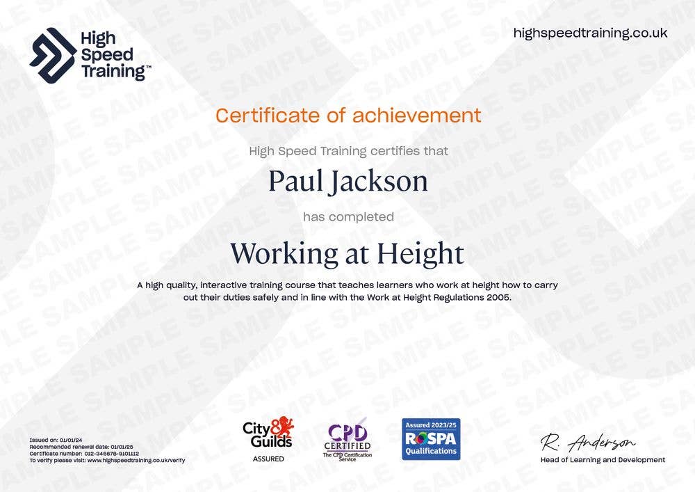 Working At Height Training | Instant Certificate | RoSPA Assured
