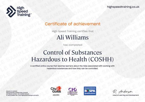 COSHH Training | Fully Certified Online Course & Certificate