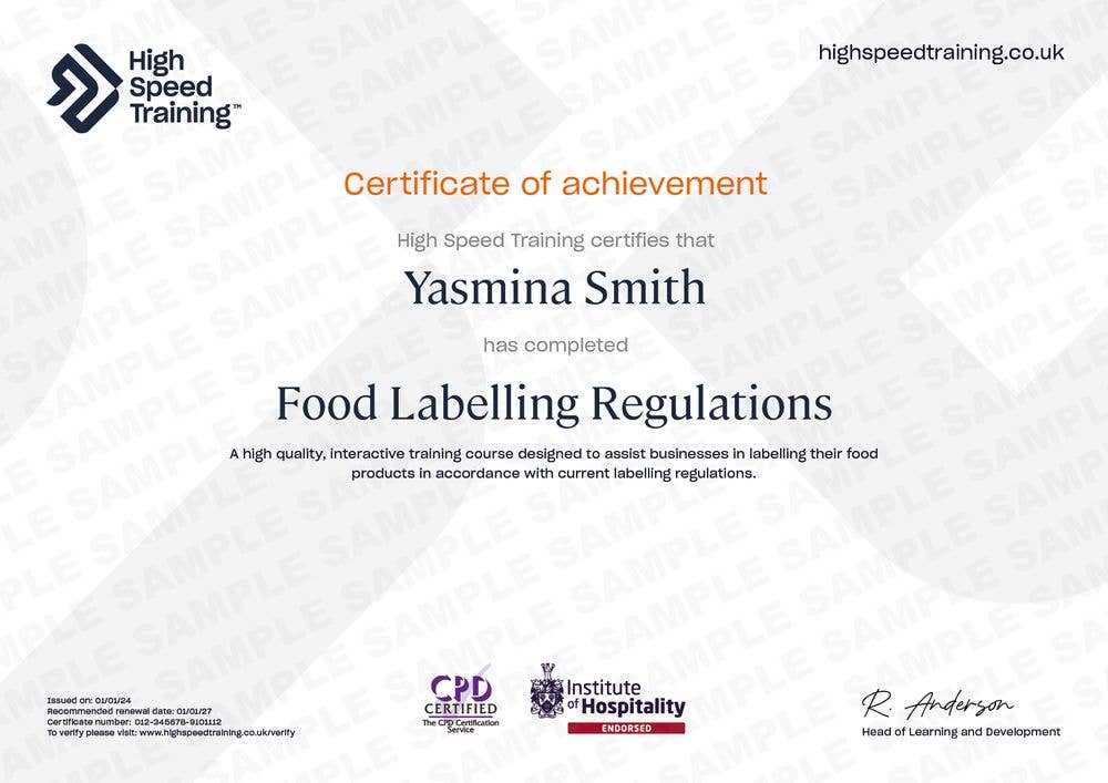 Food Labelling Course | Online Training | High Speed Training