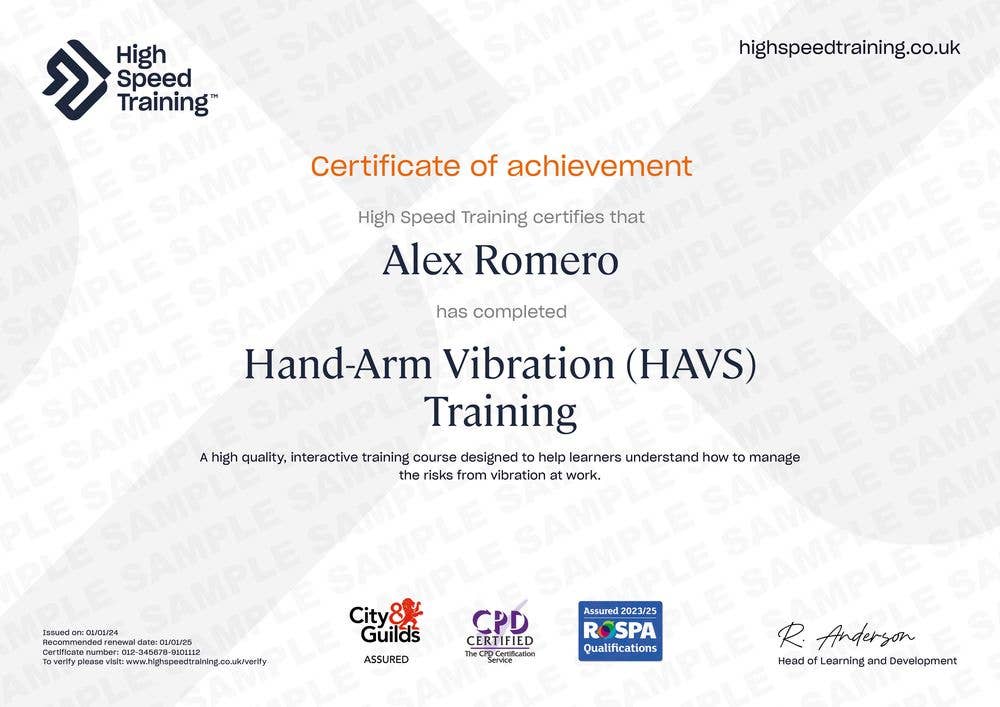HAVS Training | Hand Arm Vibration Syndrome | Online Course