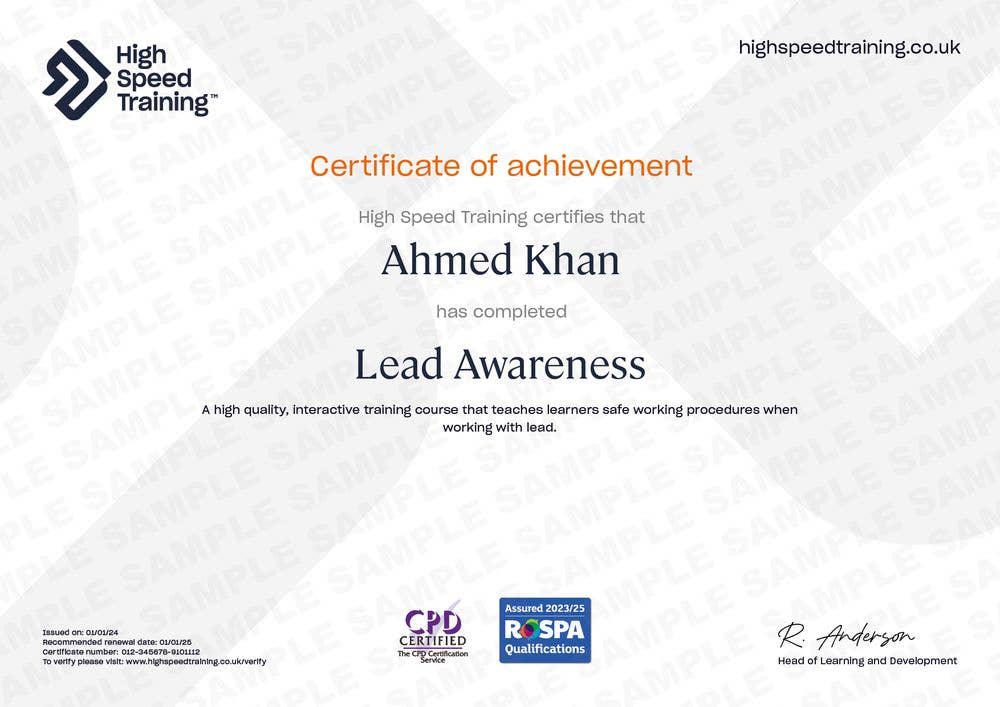 Lead Awareness Training Course | Online Certification